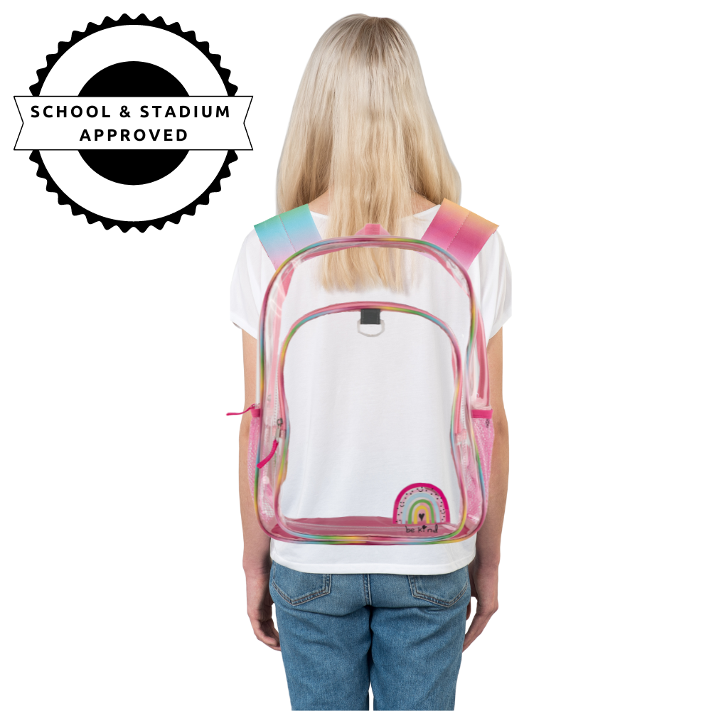 Rainbow Clear Backpack for School, 16 inch Transparent Bag with Matchi ...