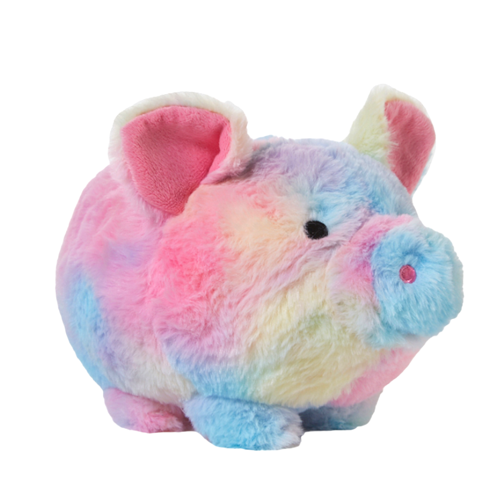 Tie Dye Plush Piggy Bank for Kids, Stuffed Animal Coin Banks with Stop ...