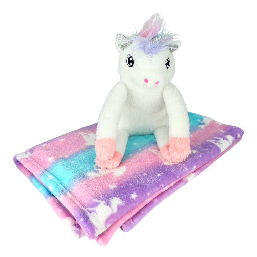 Unicorn Throw Blanket and Stuffed Animal Gift Set for Girls, Butter So ...